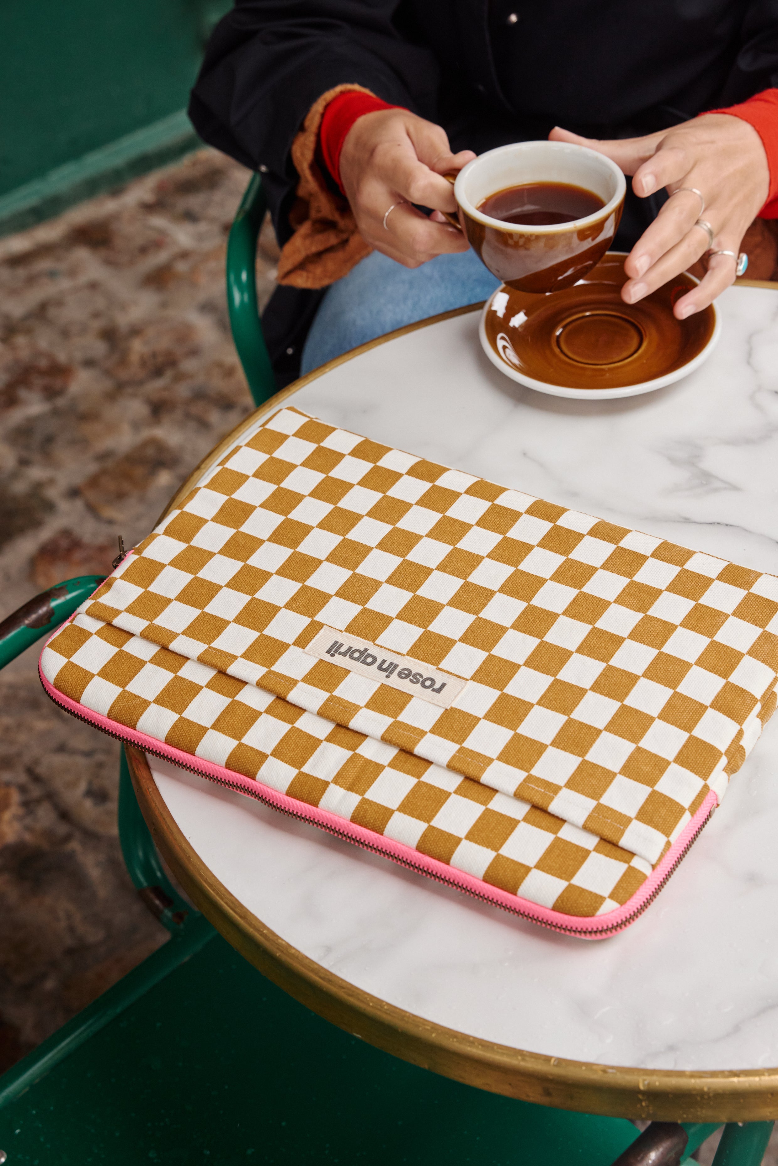 Caramel and Ecru Check Octave Laptop Bag - Buy Rose in April Bags in ...