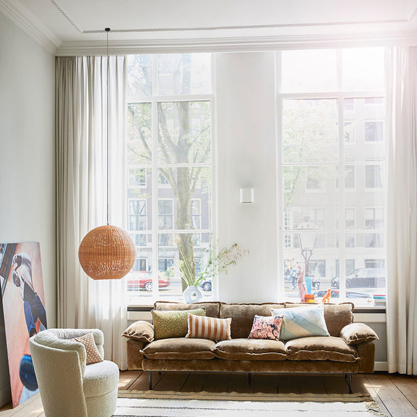 HKliving Velvet Corduroy Gold Retro Sofa